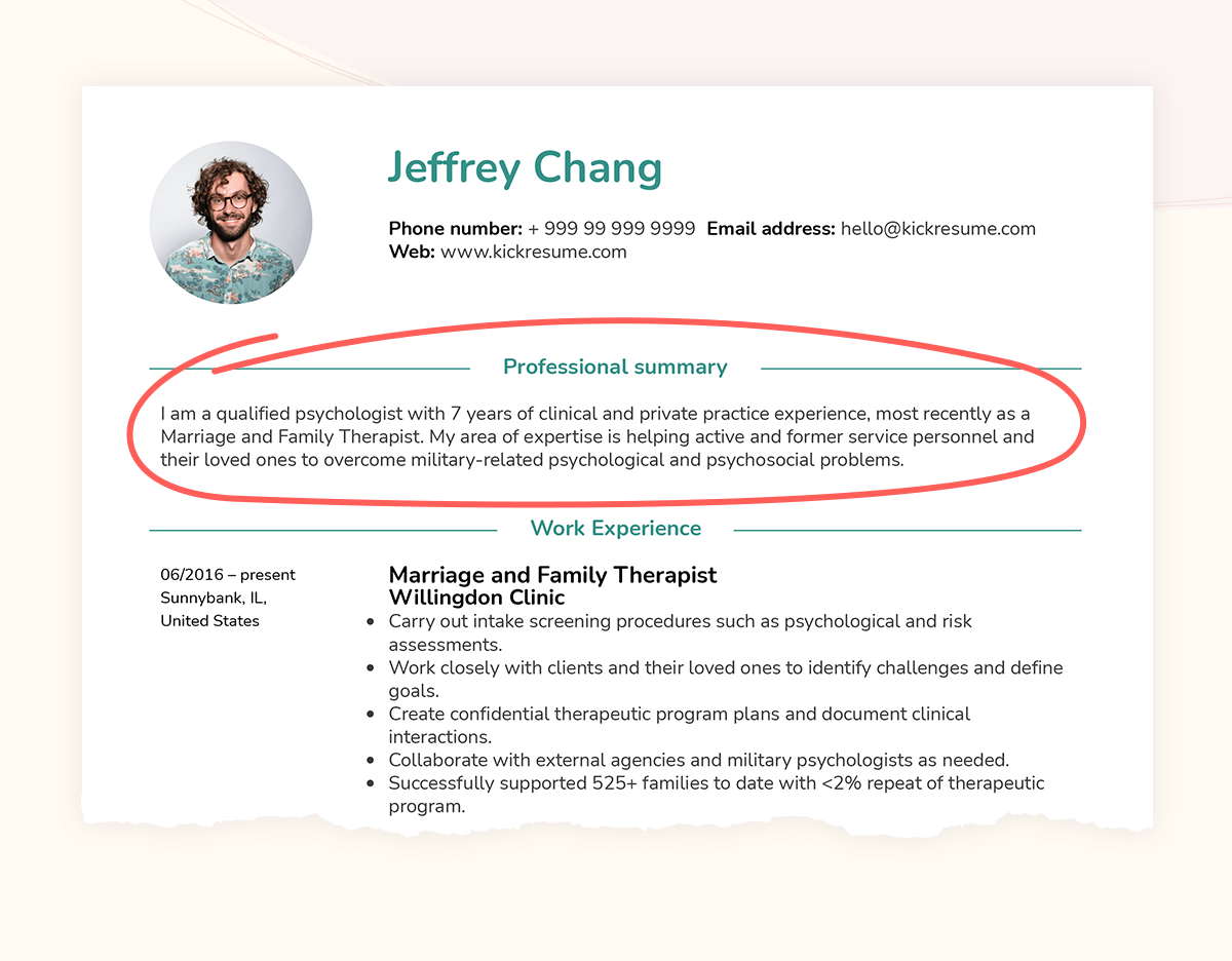 How To Write A Professional Resume Summary Examples Kickresume