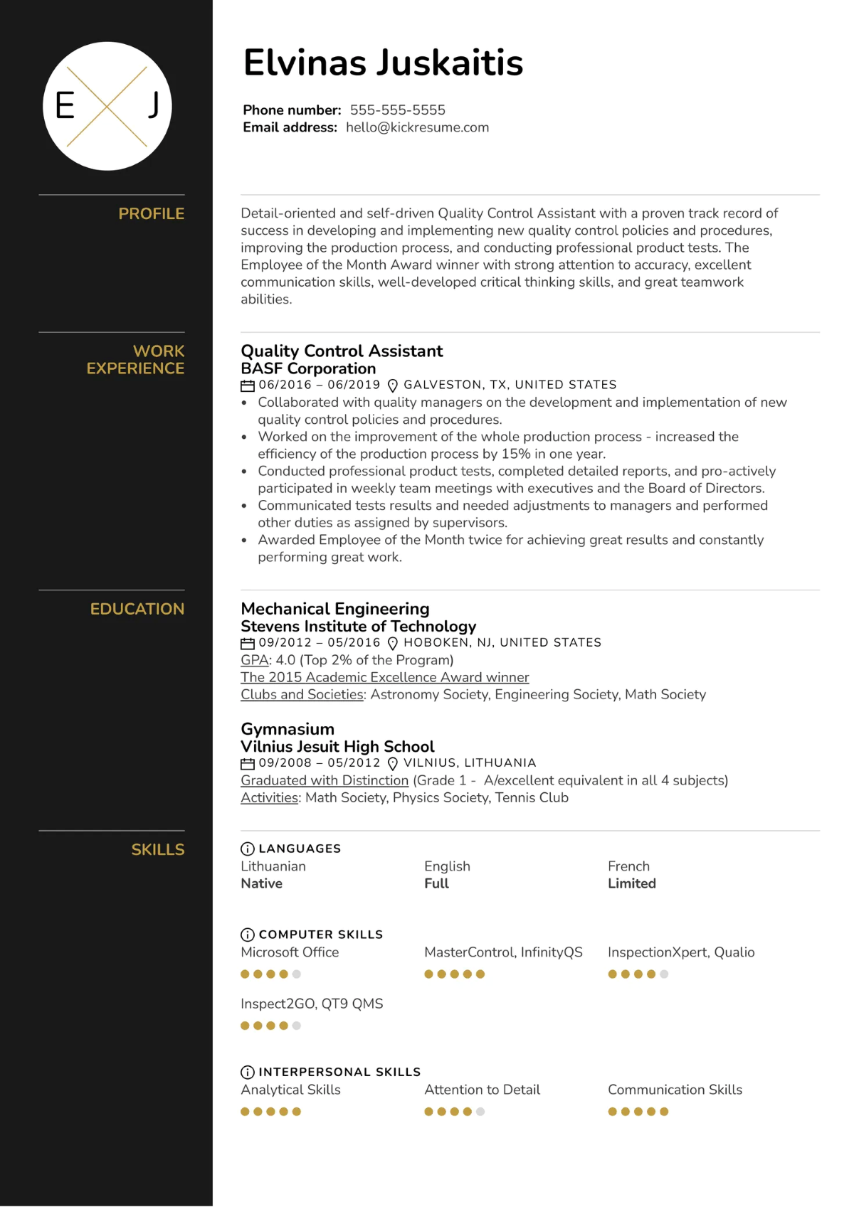 QA Engineer (Quality Assurance) Resume Examples & Writing Guide 2024 ...