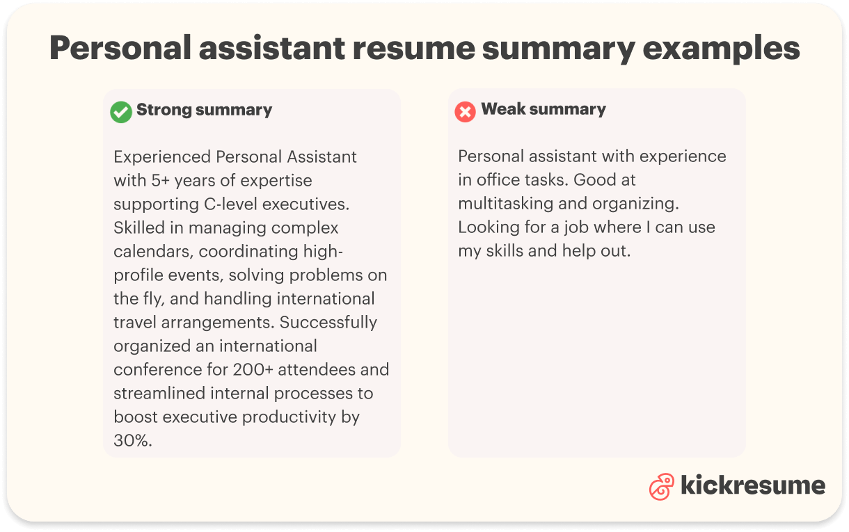 Personal Assistant Resume Examples & Writing Guide 2025 | Kickresume